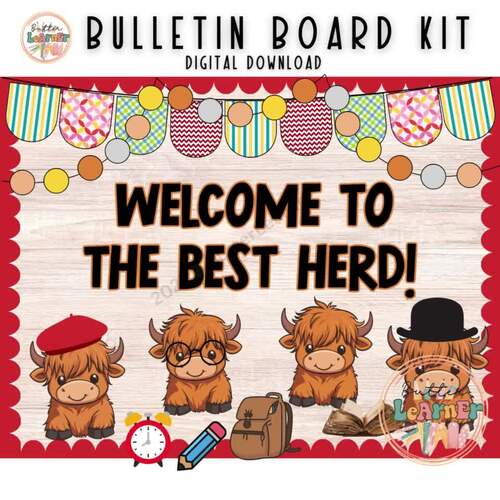 Back to School Bulletin Board Kit | Highland Cow Theme Cow Classroom Decor