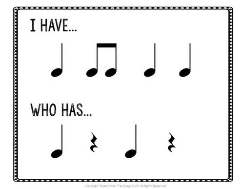 I Have, Who Has Rhythm Reading Game (Quarter Note, Quarter Rest ...