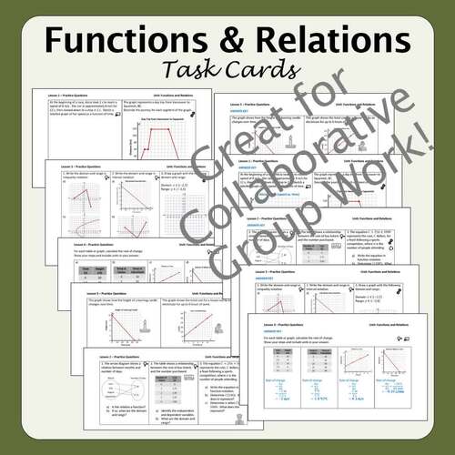 Functions & Relations Task Cards & Review Activities | Engaging Math ...