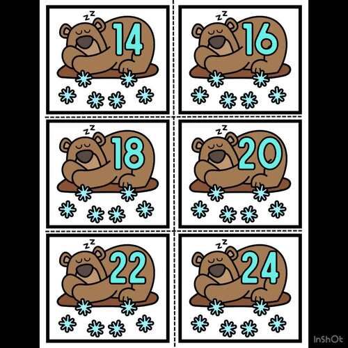 Winter Skip Counting by 2s, 5s, and 10s Number Cards | Math Centers