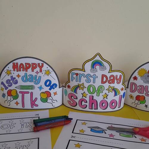 First Day of TK Crown Hat Craft, First Day of School Crown, Back to ...