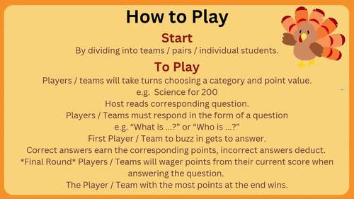 Thanksgiving Trivia Game - Elementary by Miss Megabeth's Resources