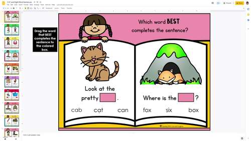 CVC Word and Sight Word Sentences for Google™ Classroom | TPT