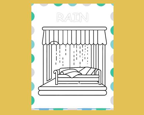 Rainy Day Coloring Page: Cozy & Relaxing Printable Art for Kids Adults ...