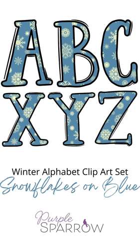 Winter Alphabet Clip Art | Snowflakes | 26 PNG Files by Purple Sparrow