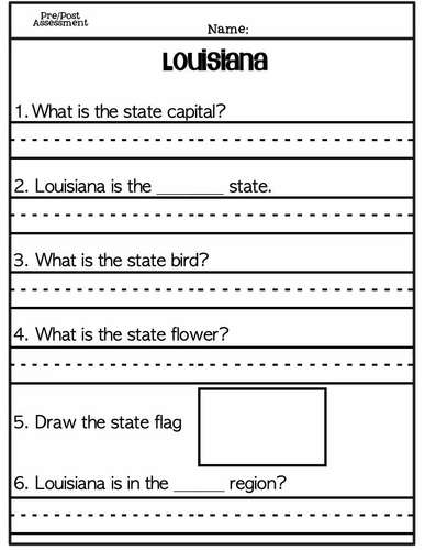 Louisiana Worksheets, 50 States, Special Education | TPT