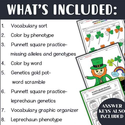St. Patrick's Day Science Activity Packet| Genetics & Heredity |Punnett ...
