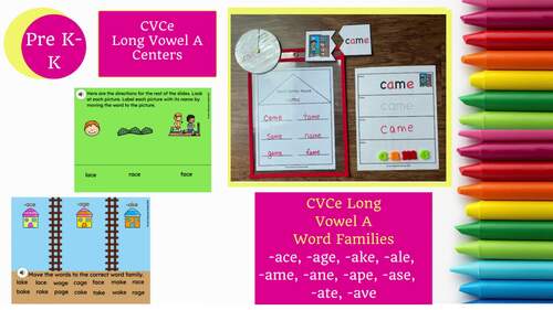 Kindergarten CVCe Long Vowels Centers by Joy's Classroom Studio | TPT