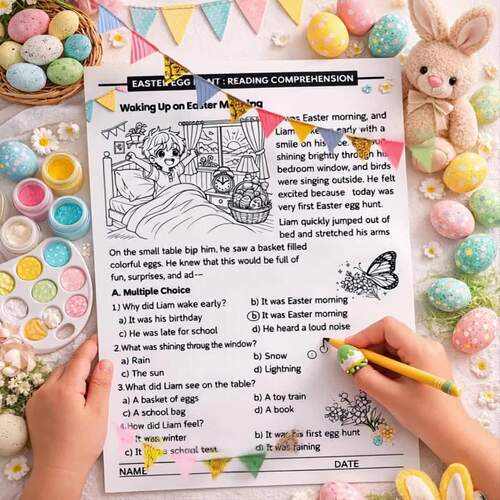 Easter Egg Hunt Reading Comprehension Worksheets, Passages Questions ...