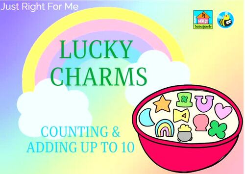 Lucky Charms Counting & Adding up to 10 Boom Cards by Just Right For Me