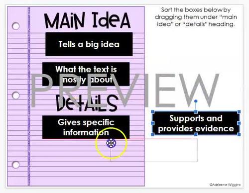 Main Idea Interactive Notebook (Google Classroom & PDF) by Adrienne Wiggins