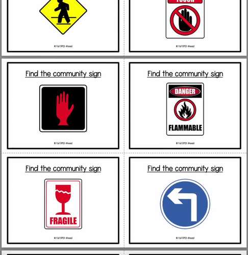 Community Signs and Environmental Print Task Cards for Special Education
