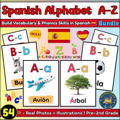 Spanish Alphabet Flashcards Bundle | A–Z Illustrated Letter & Picture Cards