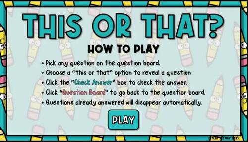 This or That School Supplies Vocabulary Review for PowerPoint™ by Play ...