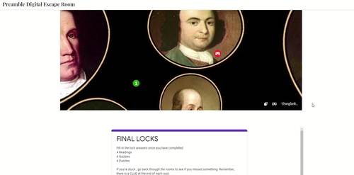 Preamble DIGITAL ESCAPE ROOM for Google Drive® - U.S. Constitution