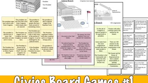 Civics Board Games #1 - Branches of Government (social studies, civics ...