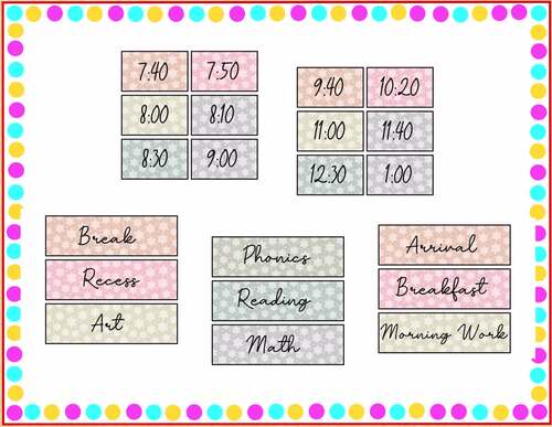 Printable Snowflakes Classroom Schedule Cards, Schedule Labels, Editable
