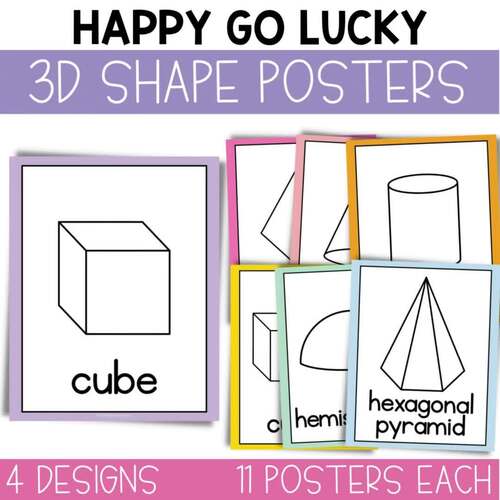 Retro Shape Posters / 3D Shape Posters Display / Groovy Shape Posters