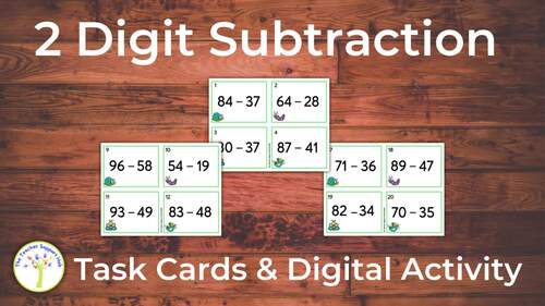 Spring 2 Digit Subtraction Math Center | Task Cards | Within 100 Print ...