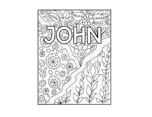 Custom Name Coloring Pages, Spring Floral Coloring Worksheets, Editable