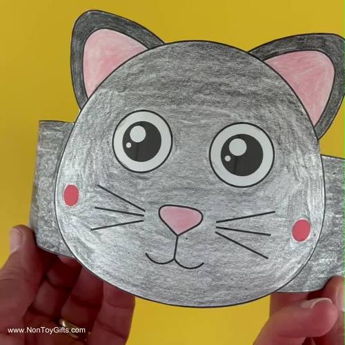Halloween Black Cat Paper Hat - Headband - Animal Pet Coloring Crown Craft