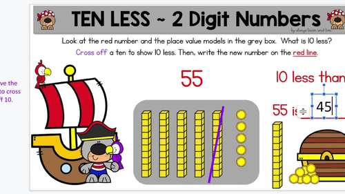 10 More 10 Less 2-Digit Numbers to 100 Place Value for Google Slides ...