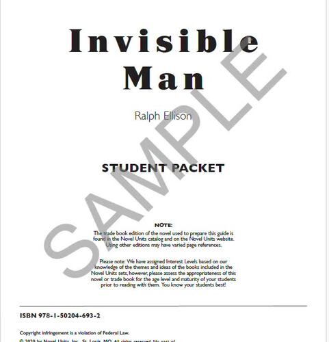 Invisible Man Novel Units® Student Packet Novel Study | TPT