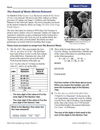 March 2 Math & Movies Puzzle: The Sound of Music Is Released | Mixed Review