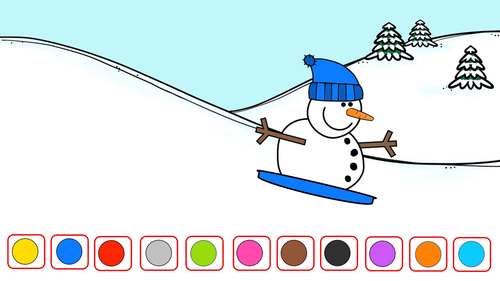 Colorful Snowman Sledding | Interactive Slide Show | Early Intervention