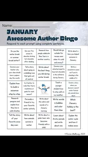 Wonderful World of Writing: A Year of Awesome Author's Bingo | TPT