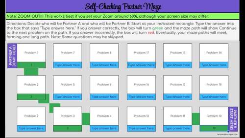 Editable Digital Partner Activity | Maze Template (v.2) by Erica Loves Math