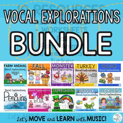 Vocal Explorations, Singing Warm Ups, Elementary Music: School Year BUNDLE