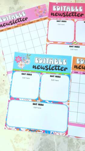 Retro Spring Classroom Newsletters Editable Newsletter Templates