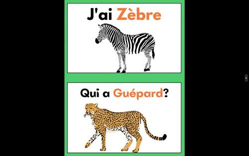 J'ai...Qui a..? Birds, Wild, Farm & Ocean Animals Vocabulary Game in French