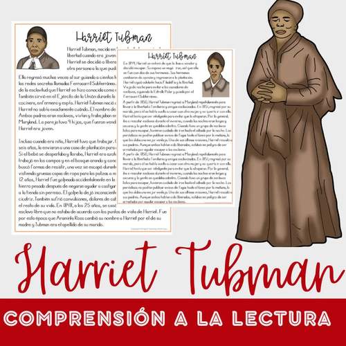 Harriet Tubman Reading Comprehension Biography in Spanish | TPT