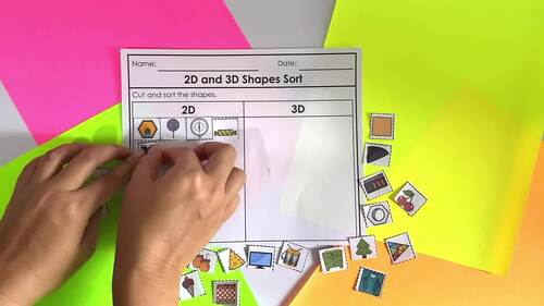 Identify 2D and 3D Shapes Worksheets Kindergarten Math Centers | TPT