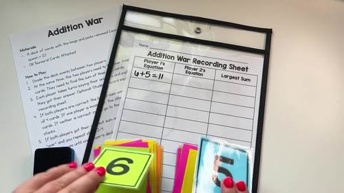 Addition Fluency Games | War by Sunshine in Primary - Early Childhood ...