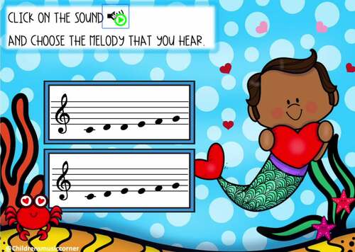 Valentine Ear training Do-Re-Mi-Fa-So Digital Task Cards in Boom Cards™