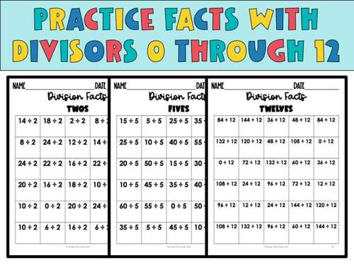 Division Facts Fluency Practice Worksheets | Divide 0 to 12 ...