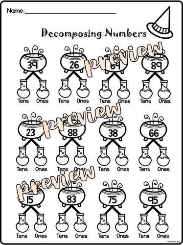 Math Halloween Place Value Composing and Decomposing Activity Sheets ...