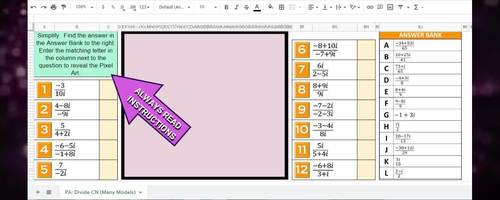 PIXEL ART: Divide Complex Numbers (MANY MODELS) DISTANCE LEARNING