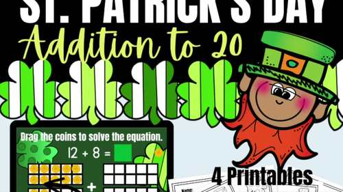 St. Patrick's Day Addition to 20 with Ten Frames - March Math | TPT