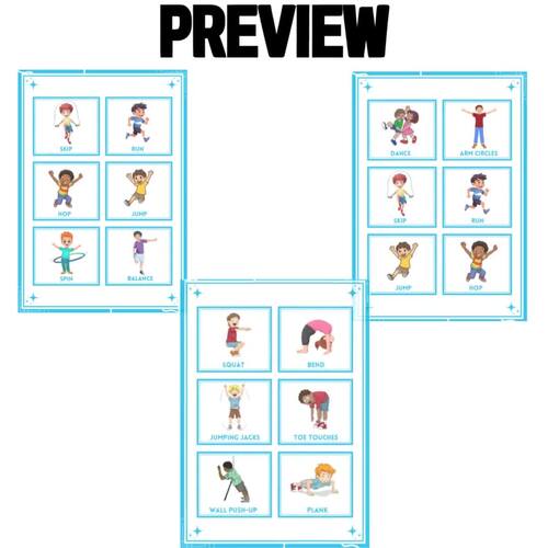 Gross Motor Movement Cards, Brain Breaks, PE, and Classroom Energizers ...