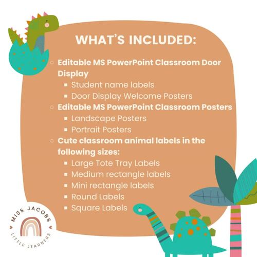 Cute Dinosaur Classroom Labels Bundle | Cute Class decor | Editable