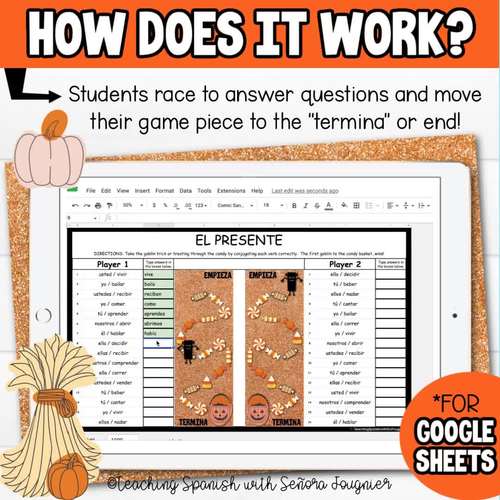 Halloween Spanish Present Tense Verb Digital Conjugation Games | TPT