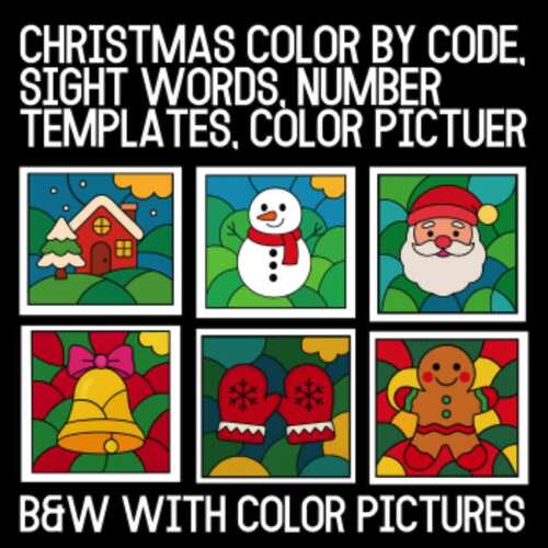 Christmas Color by Code, Sight Words, Number Templates | Editable ...