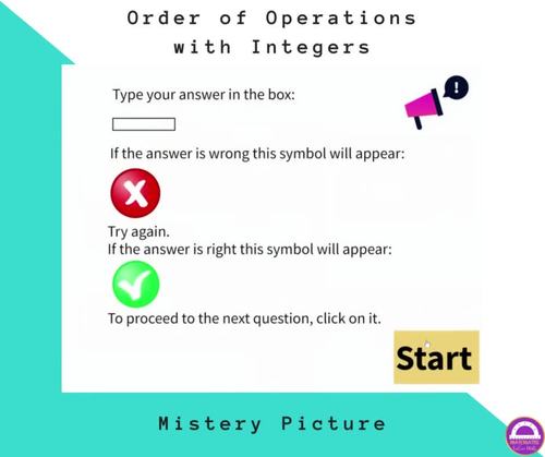 Integers Operations | Mystery Picture Digital Activity by Matemaths