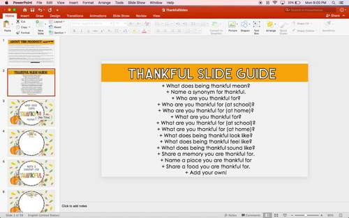 ThankFUL November Thanksgiving Slides + Morning Meeting + Editable!