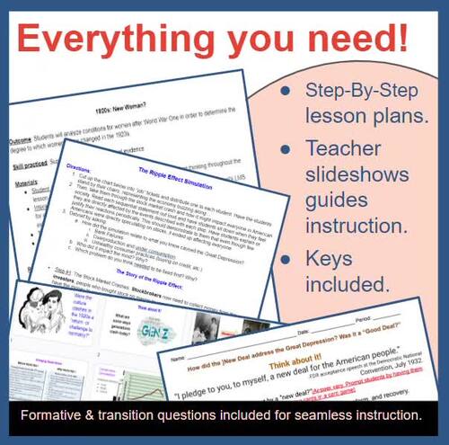 US History: 1920s & 1930s (8) Lesson Bundle-Demobilization to the New Deal