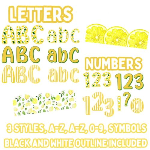 Lemon Bulletin Board Letters and Border Bundle for the Lemon Themed Class